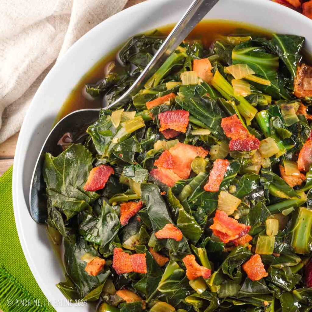 Southern Braised Collard Greens with Bacon - Pinch me, I'm eating