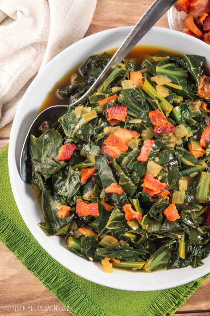 Southern Braised Collard Greens with Bacon - Pinch me, I'm eating