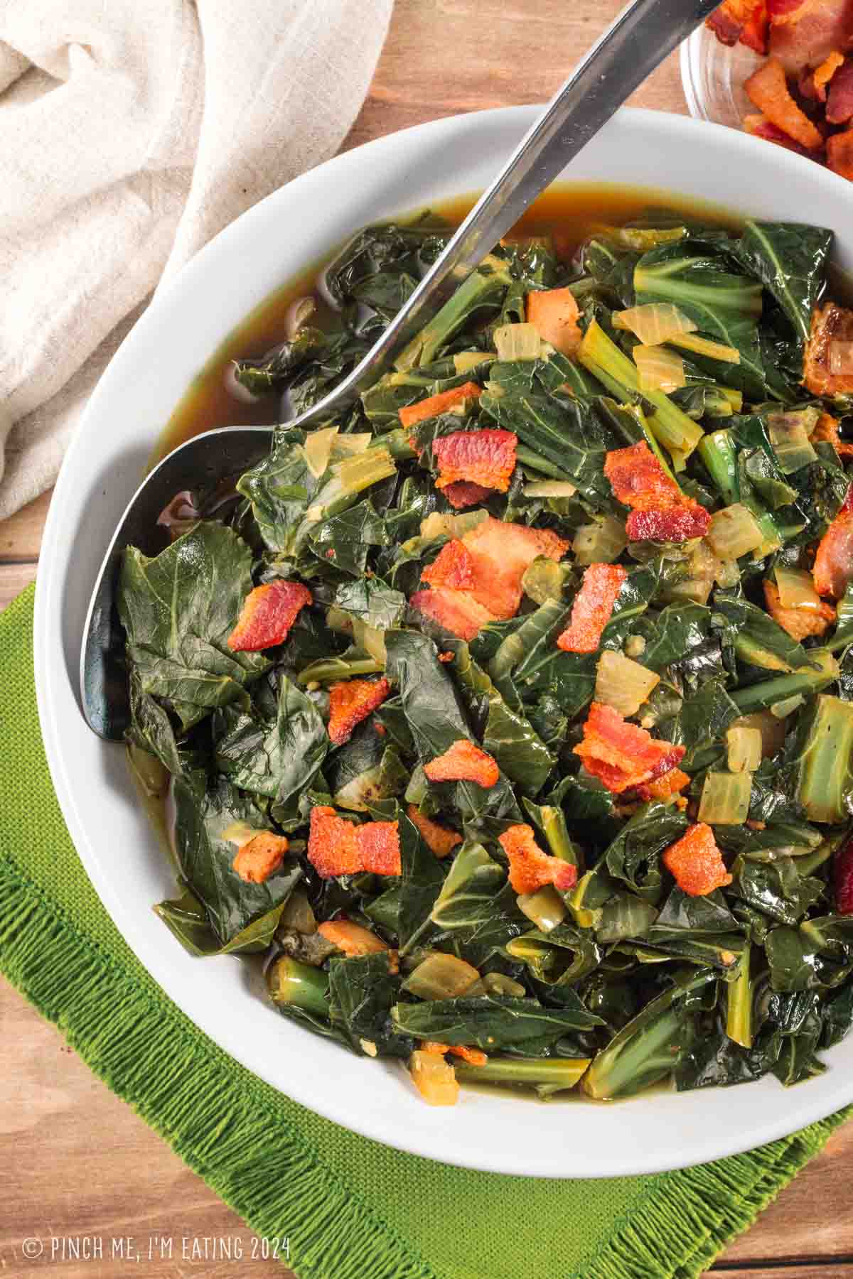 Southern Braised Collard Greens with Bacon - Pinch me, I'm eating